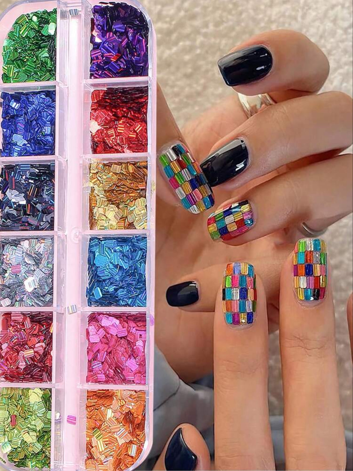 Rectangular Laser Sequin Box